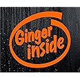 Ginger Inside Car Sticker Orange Funny Joke Van Bike Bumper Window Door ...