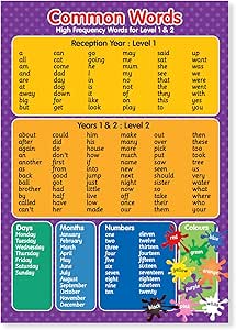 A3 Laminated Common Key/Words Level 1 & 2 Educational Poster : Amazon ...