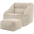 Icon Natalia Sitzsack Sessel mit Hocker für Erwachsene, Beige ...