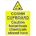 COSHH Cupboard Safety Sign - Self Adhesive Vinyl Sticker 150mm x 200mm ...