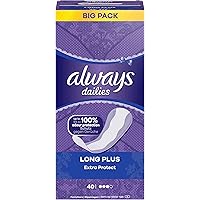 Always Dailies Long Plus Extra Protect Panty Liners, Pack of 48 ...
