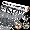 30m Christmas Cellophane Wrap Roll - Clear with Snowflake Design for Xmas Hampers & Gift Baskets ...