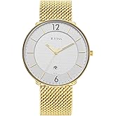 Titan Minimals Quartz Analog with Date White Dial Black Stainless Steel ...