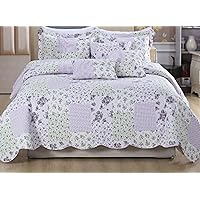 Prime Linens Luxury Quilted Patchwork Bedspread Bed Throw 3 Piece ...
