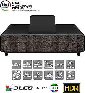 Epson EH-LS500B 3LCD, 4K PRO-UHD, Laser, Ultra Short Throw Super ...