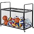 VEVOR Rolling Sports Ball Storage Cart, Lockable Basketball Cage with ...