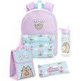 Pusheen Girls Backpack Set | Kids 4 Piece Blue & Pink Rucksack Bundle ...