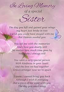 In Loving Memory Of A Special Sister Memorial Graveside Funeral Poem ...