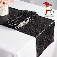 ShinyBeauty Sequin Table Runner Black 12 x 72 Inches Sequined Runner Wedding Cake Table Decor ...