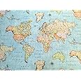 WORLD MAP 3 Designer Cotton Fabric Material - for Curtains, Dressmaking ...