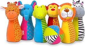 Fiesta Crafts T-2672 Jingly Jungle Bowling Set | Soft Embroidered ...