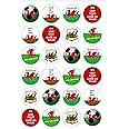 24 Precut Round Wales Welsh Football Rugby Sport Edible Wafer paper ...