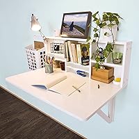 SFAREST Wall Mounted Desk, Folding Floating Drop Leaf Table with ...