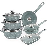 LIFE SMILE Cookware Set - Pots and Pans set Granite Non Stick Coating ...