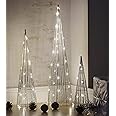Marco Paul Set of 3 Light Up Cone Trees – Large Pre-Lit LED Christmas ...