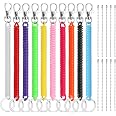 ZHXGO 10 Pieces Stretchy Spiral Keyring, Retractable Keychain with 10 ...