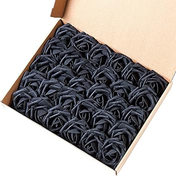 Bihood Artificial Fake Flowers Faux Black Roses Black Roses Artificial ...