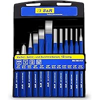 S&R Chisel, Pin Punch and Center Punch Set, 12-Piece Set, Chrome ...