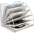 EasyPAG Fan-Shaped 6 Compartment Desktop Mesh in Tray Office Desk Tidy ...