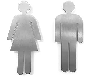 Toilet Sign Set – Men's and Women's Stainless Steel Brushed : Amazon.co ...