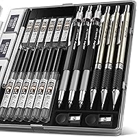 Nicpro 5 PCS Art Mechanical Pencil Set, Metal Drafting Pencils 0.3, 0.5 ...