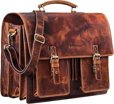 STILORD 'Anton' Ventiquattrore uomo grande in pelle vintage Valigetta ...