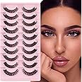 Russian Strip Eyelashes Natural Look D Curl Lashes Cat Eye Faux Mink Fluffy Wispy 3D Effect ...