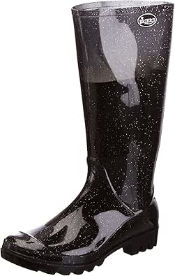Briers Stardust Wellington Boots, Black/Glitter, Size 7/40.5: Amazon.co ...
