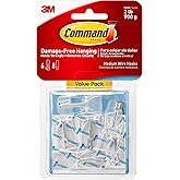 Command Medium Hook, Pack of 2 Hooks and 4 Adhesive Strips, Transparent ...