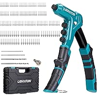 Libraton Rivet Gun, Hand Riveter 80pcs Metal Rivets and 4pcs HSS Drill ...