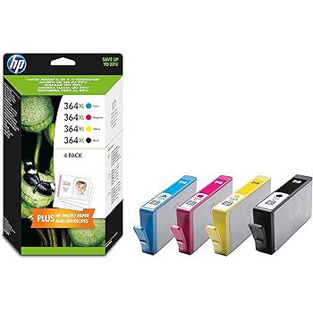 HP 364 4-pack Original Ink Cartridges Combo pack plus XL Black: Amazon ...