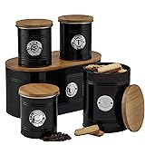 Cooks Professional Kitchen Storage Canister Set 5 Piece Tin Containers ...