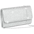 Women's Clutches, Silver Clutch Bag with Detachable Chain Strap ...
