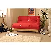 Comfy Living 4ft Small Double 120cm Wooden Futon Set with LIME GREEN ...
