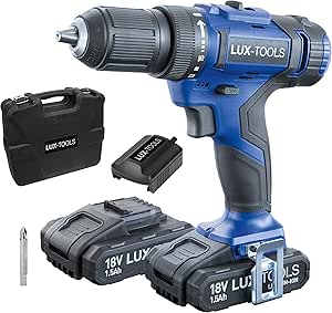 LUX-TOOLS ABS-18Li C Akku-Bohrschrauber Set mit 2-Gang Getriebe & 13mm Schnellspann-Bohrfutter ...