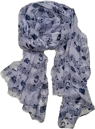 Music Scarf - Musical Piano Violin Notes Classical Mozart Style ...