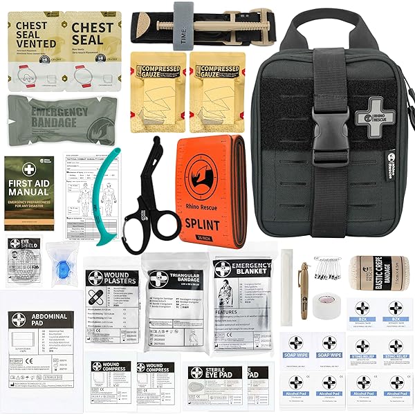 Backpacking Gear Rhino Rescue CLC IFAK Level-I Mini First Aid Kit Wound ...