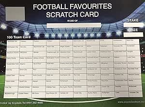 A4 100 TEAM FOOTBALL SCRATCH CARD FOR FUNDRAISING, CHARITY EVENTS ETC ...