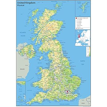 laminated Educational wall poster UK counties map | GB Great Britain ...