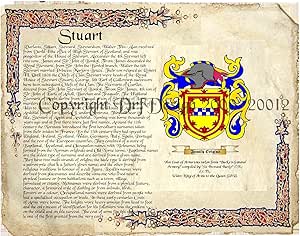 Stuart Coat of Arms/ Family Crest on Fine Paper and Family History Buy ...