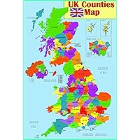 laminated Educational wall poster UK counties map | GB Great Britain ...