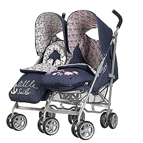 Obaby Leto Twin Stroller with Footmuffs (Little Cutie/Sailor) : Amazon ...