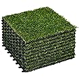 Outsunny Gazon synthétique Artificiel Set de 10 Dalles Carreaux 30 x 30 cm épaisseur Confort 3 ...