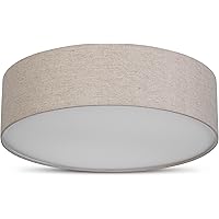 REV – SOLAS Deckenleuchte rund 40cm mit Stoff-Lampenschirm im Vintage ...