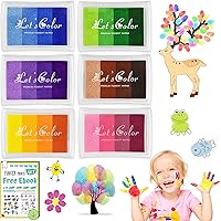 DazSpirit 6 Colours Ink Pads, Non-Toxic Rainbow Stamp Pad, Fingerprint ...