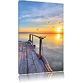 Amazon.de: Pixxprint, Steg bei Sonnenuntergang, Größe: 80x60 cm Leinwandbild, Wandbild ...