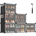 SONGMICS Interlocking Shoe Rack, Plastic Shoe Storage Cabinet, 6-Slot ...