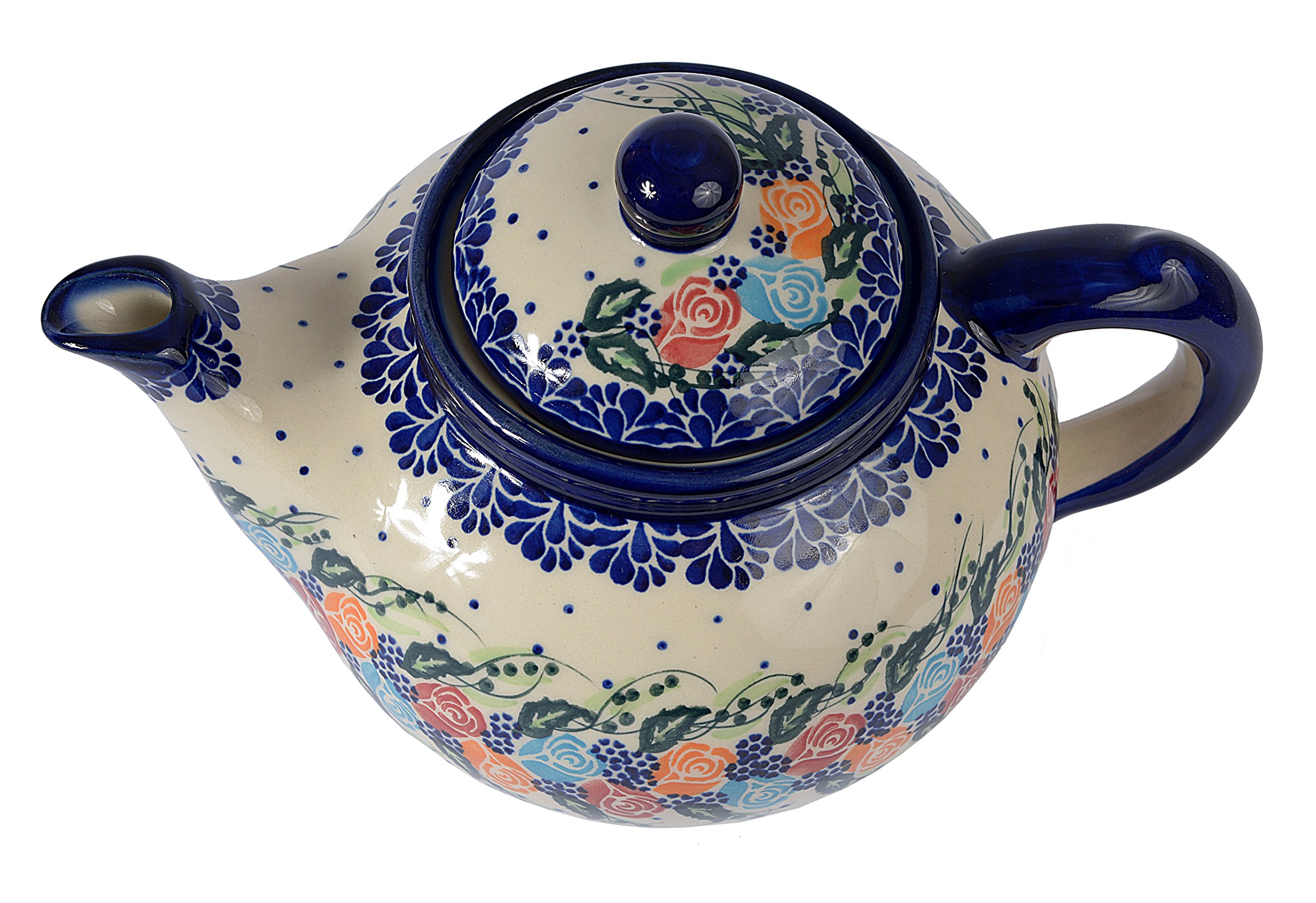 Traditional Polish Pottery, Handcrafted Ceramic 7-Cup Teapot with Lid ...