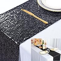 ShinyBeauty Sequin Table Runner Black 12 x 72 Inches Sequined Runner Wedding Cake Table Decor ...