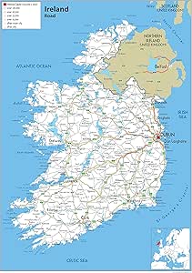 Ireland Road Map - Paper Laminated (A0 Size 84.1 x 118.9 cm) : Amazon ...